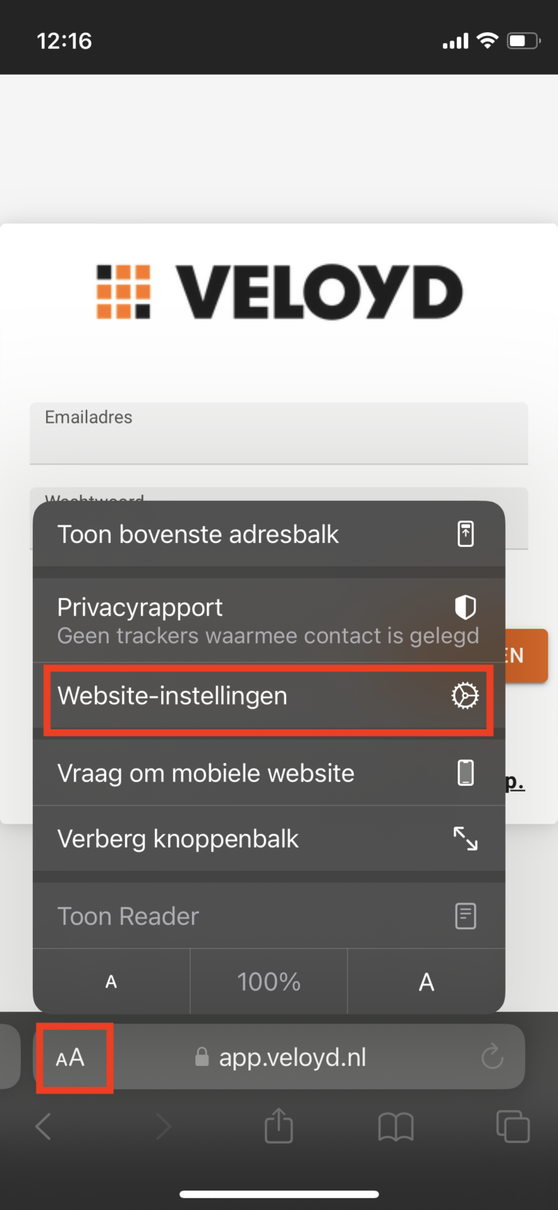 Koerier app (WEB) - Veloyd