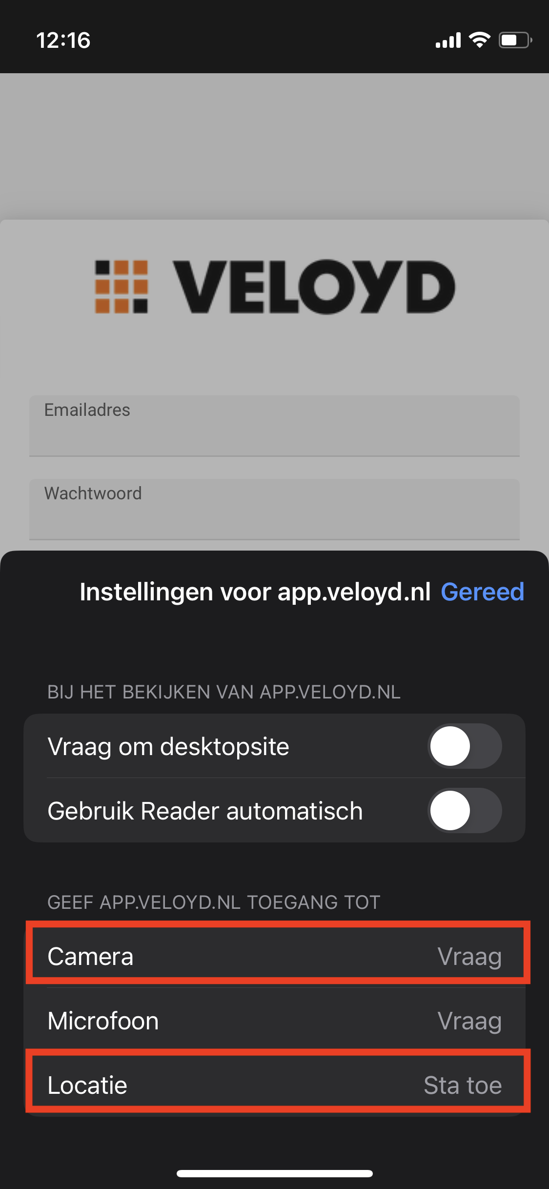 Koerier app (WEB) - Veloyd