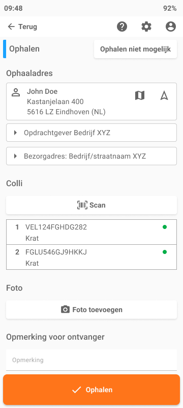 Koerier app (WEB) - Veloyd